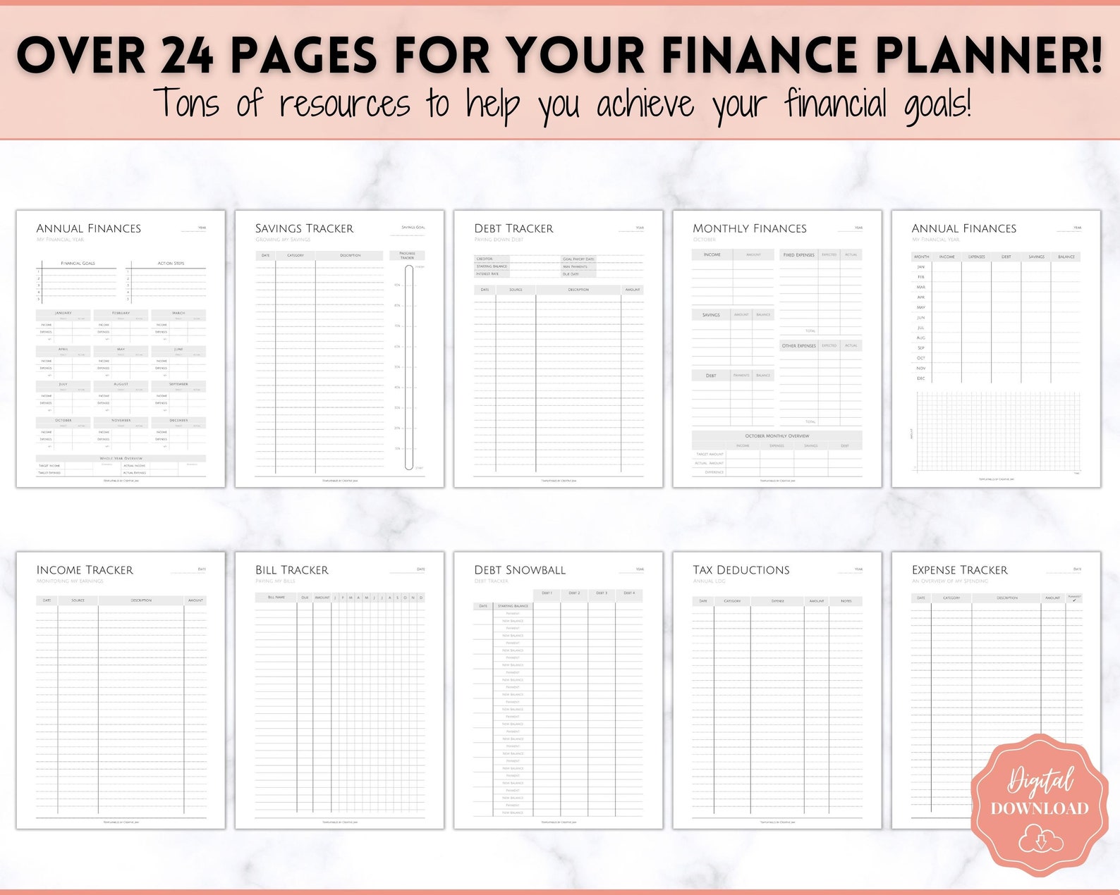 Finance Planner BUNDLE! Budget Planner Templates, Financial Savings ...