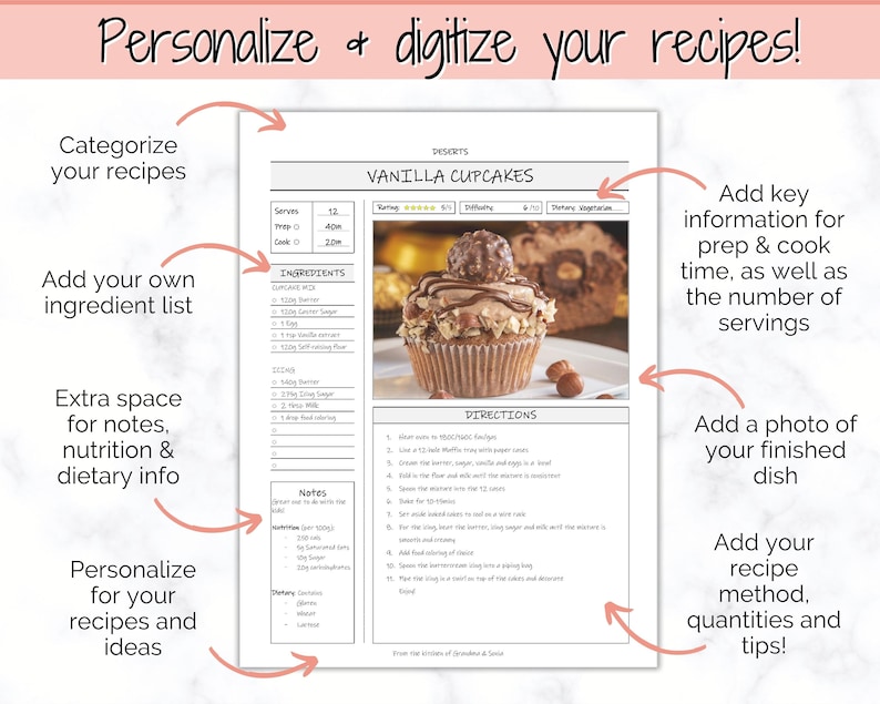 Recipe Book Template, EDITABLE Recipe Sheet Template, Recipe Cards ...