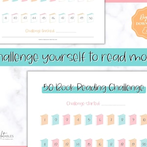 50 Book Challenge Printable, Reading Challenge BUNDLE, 50 Books, Kids ...
