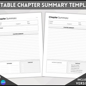 EDITABLE Chapter Summary Template, Study Guide, Textbook Outline Review ...