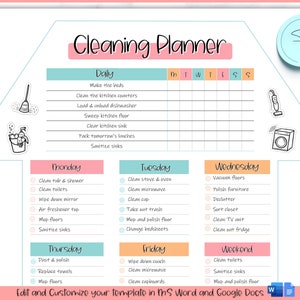 EDITABLE Cleaning Planner Cleaning Checklist Cleaning - Etsy
