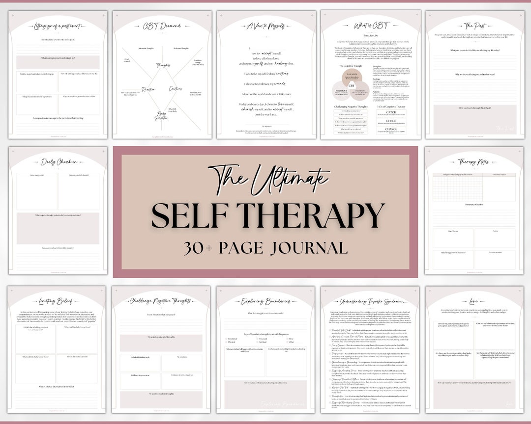 Self Therapy Journal, 30+ Page Self-therapy Workbook, Based on CBT ...