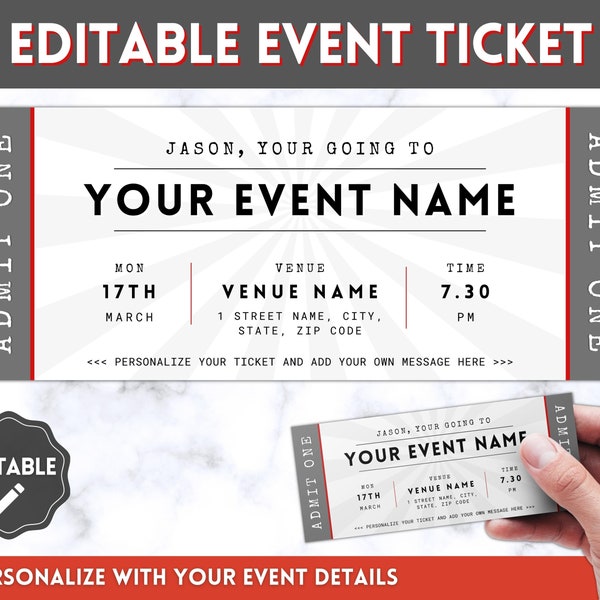 Numbered Event Ticket Template - Etsy