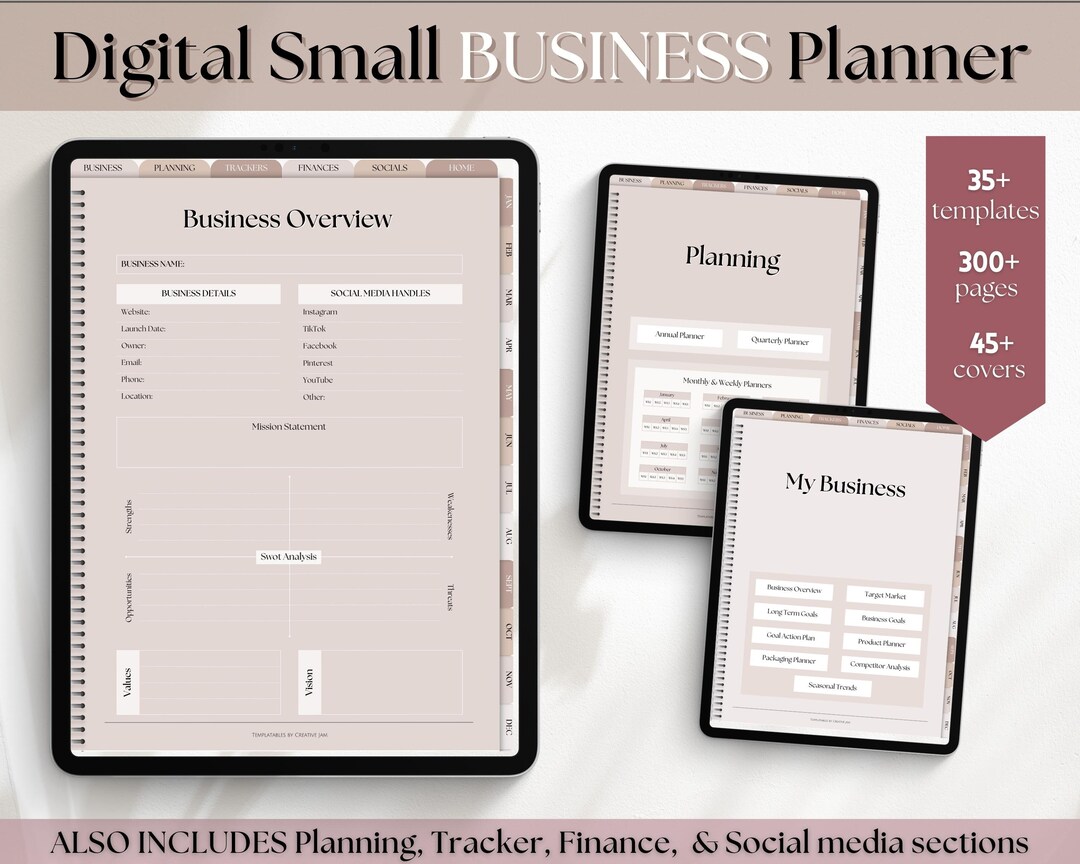 Digital Small Business Planner, Undated Trackers, Social Media ...