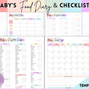 Baby Food Tracker Printable BUNDLE, Baby’s First Foods, Meal Planner ...