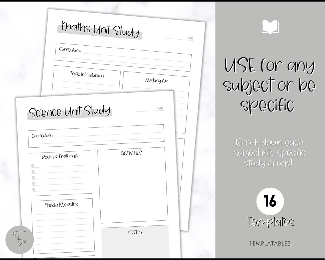 UNIT STUDY Template Printable Homeschool Planner Home School - Etsy