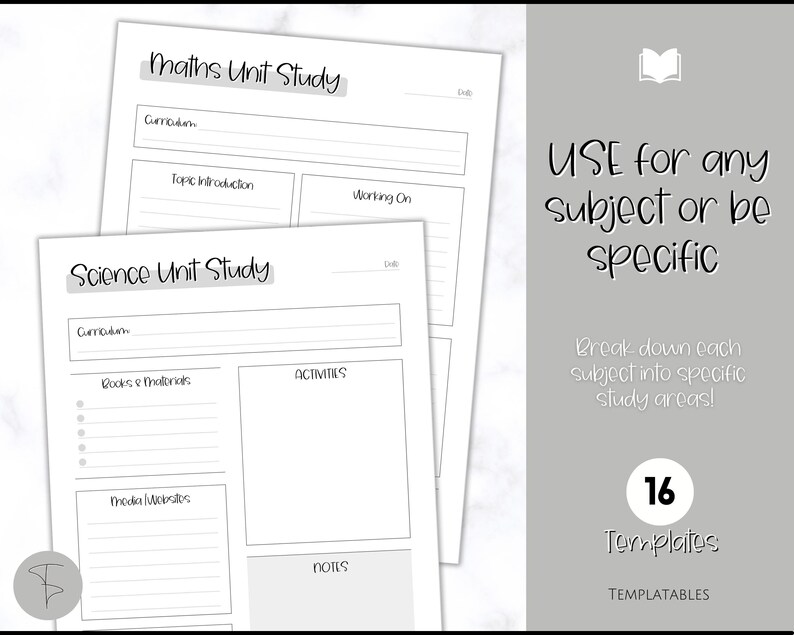 UNIT STUDY Template Printable Homeschool Planner Home School - Etsy