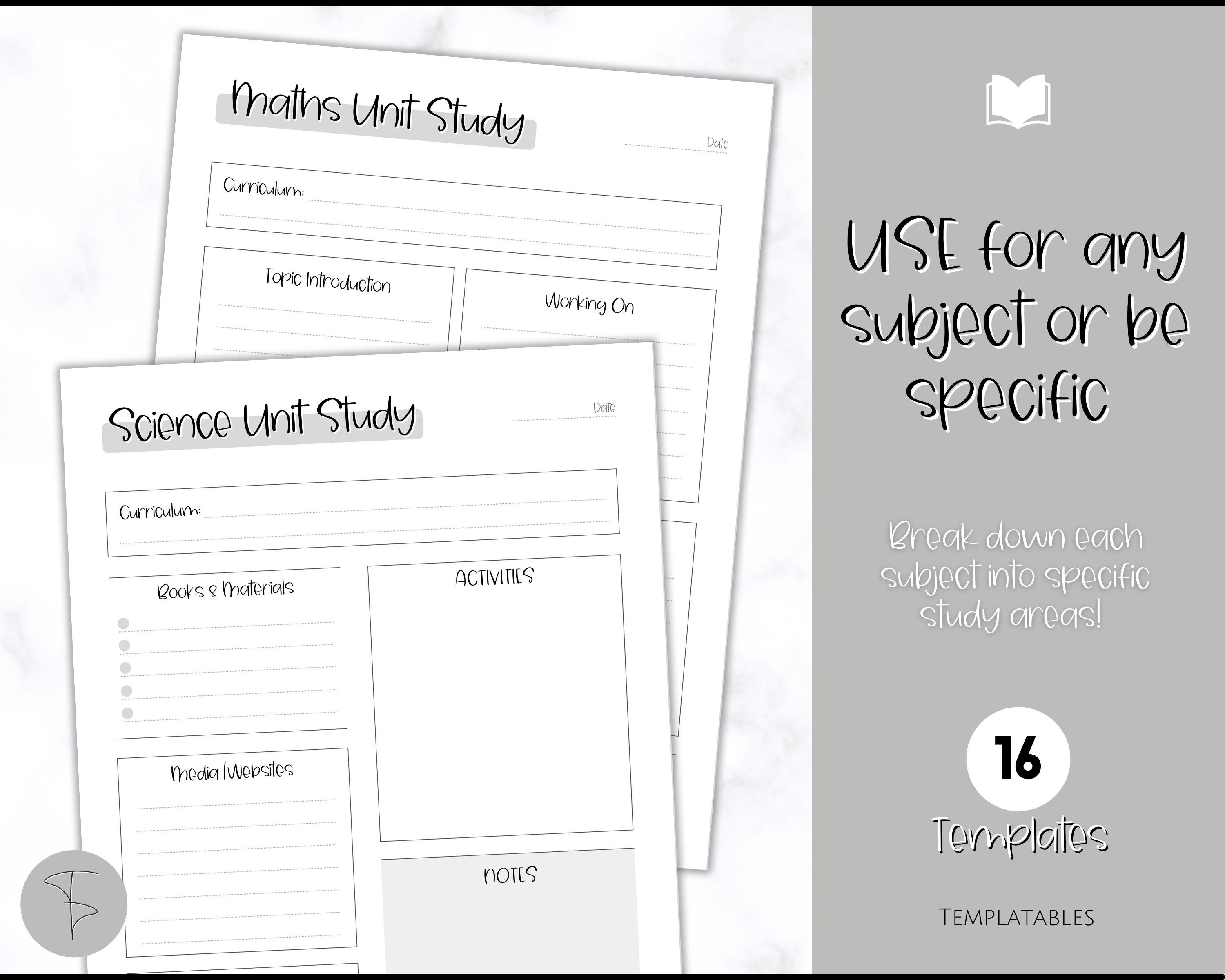 Unit Study Planner, Printable Homeschool Planner Template, Home School ...