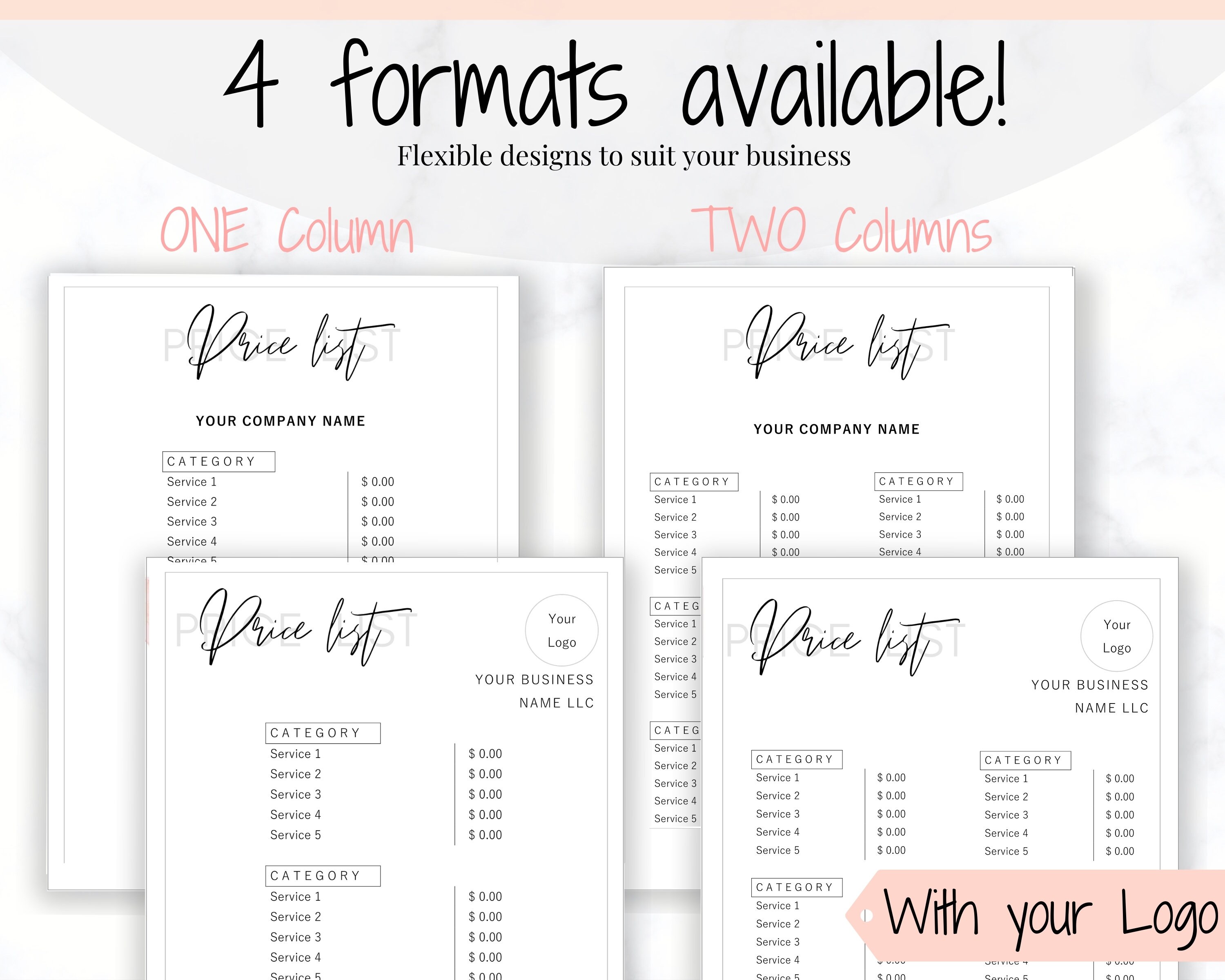 PRICE LIST Template Editable. Printable Price Sheet Price | Etsy Canada