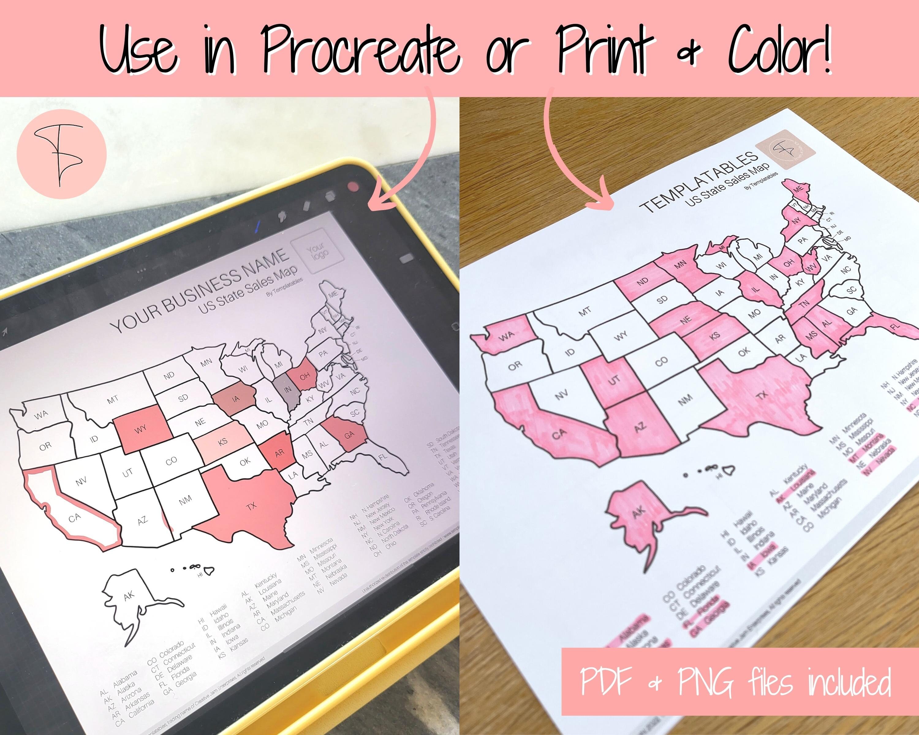 US Sales Map, Etsy Sales Map, EDITABLE Small Business Sales Map, USA ...