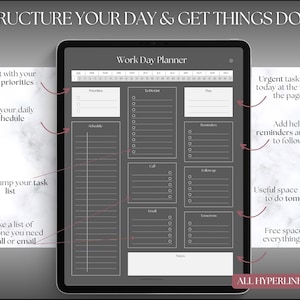 Work Planner, Digital Planner, Work Day Organizer, Daily Planner, Work ...