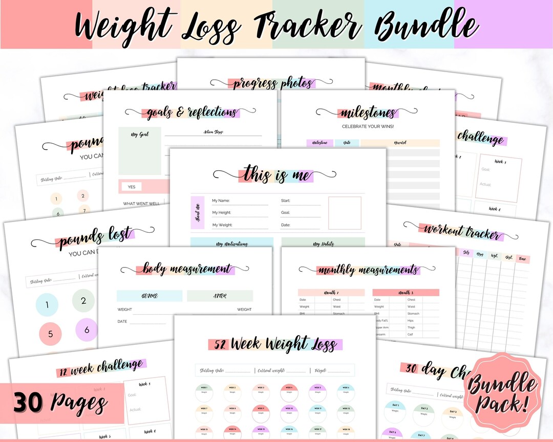 Fitness Planner, Weight Loss Tracker, BUNDLE, Workout, Fitness Journal ...