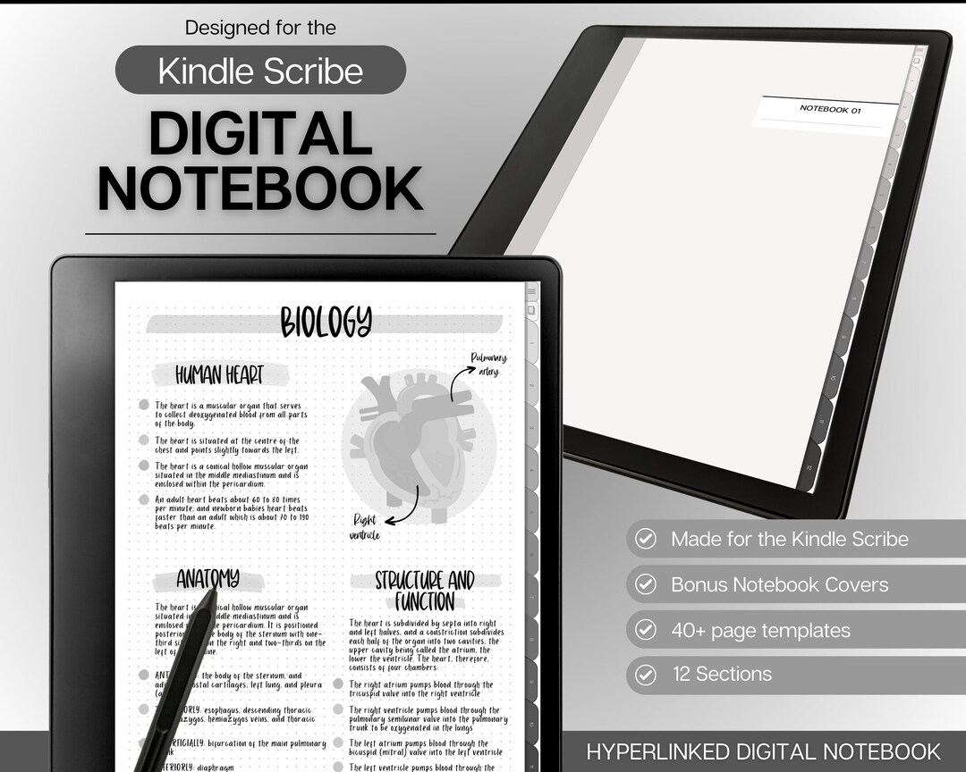 Digital Notebook, Kindle Scribe, 40+ Page Templates, Hyperlinked Note ...