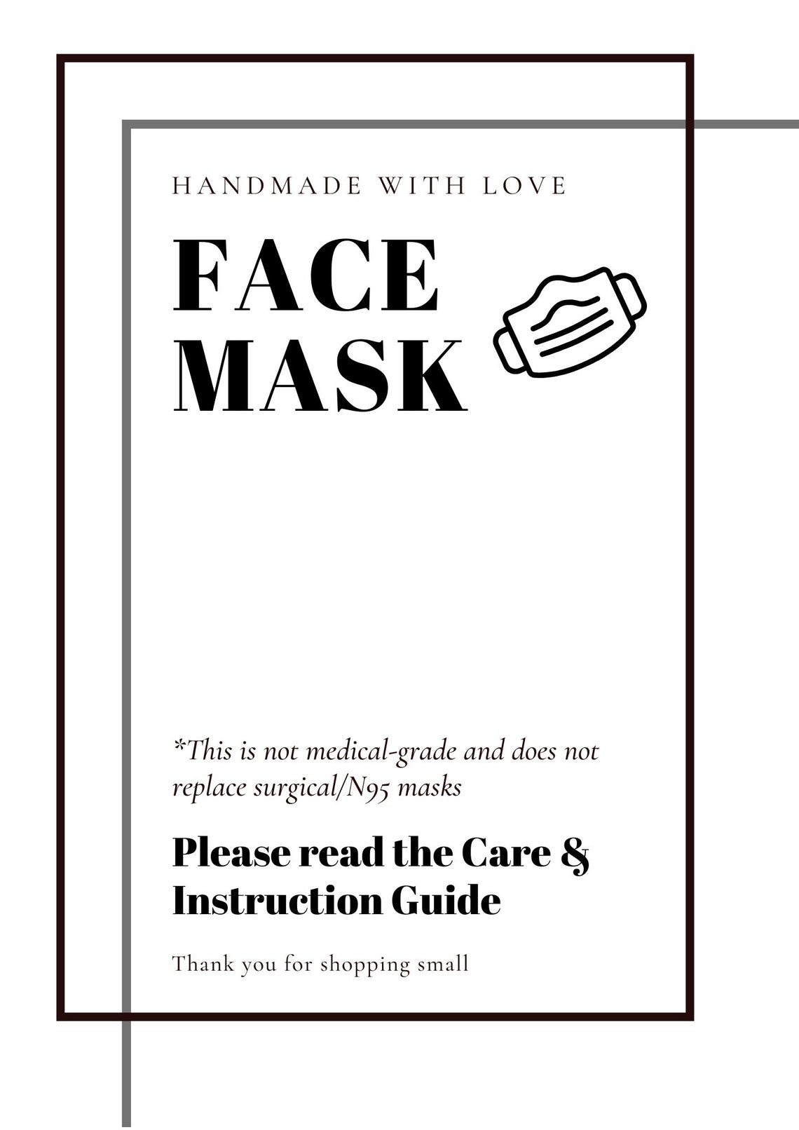Face Mask LABEL CARE CARD How to Handle Order Card Face Mask - Etsy UK