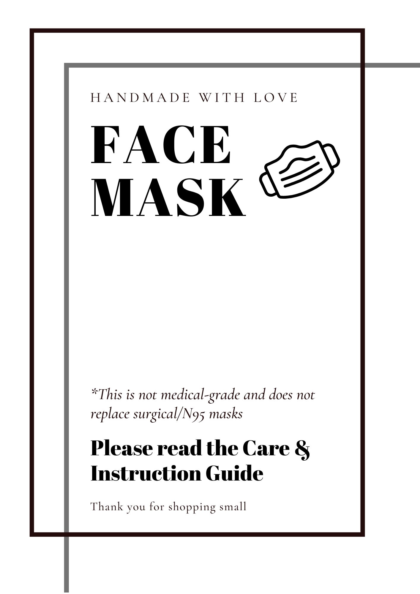 Face Mask LABEL CARE CARD How to Handle Order Card Face Mask - Etsy UK