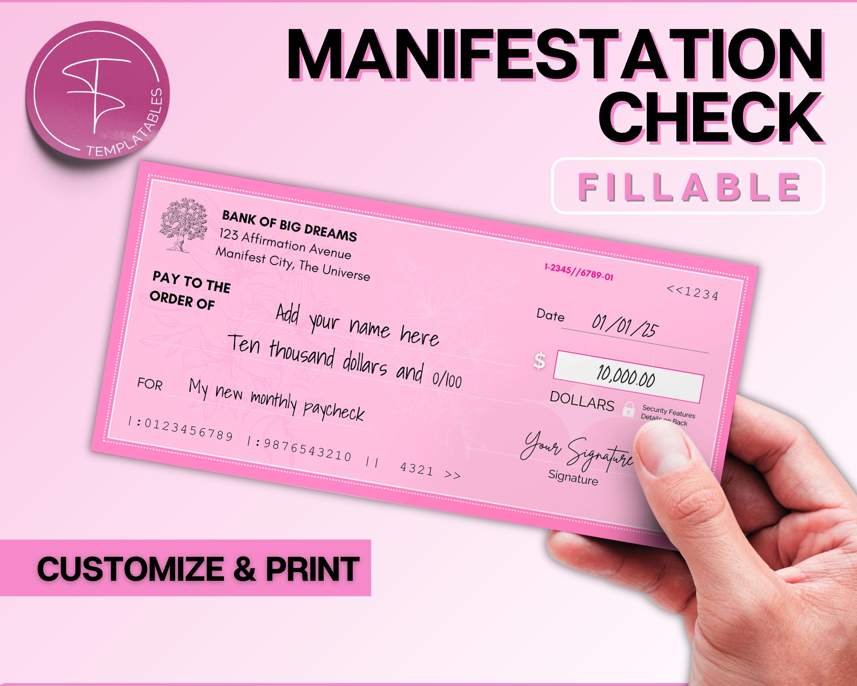 EDITABLE Manifestation Check Templates, Money Magnet, Vision Board, Law ...