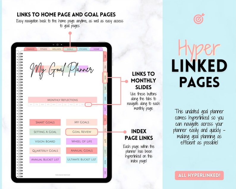 UNDATED Digital Planner Digital GOAL Planner Goals Tracker - Etsy