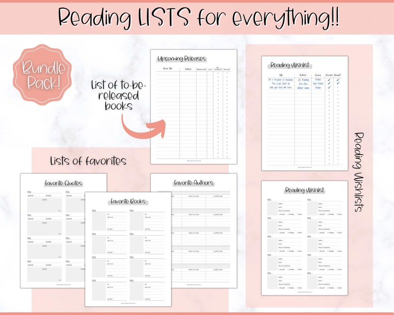 Reading Log Book Tracker Printable Reading Challenge Book - Etsy