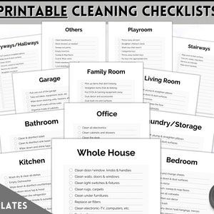 Cleaning Checklist, Printable Room by Room Cleaning Cards, Family ...