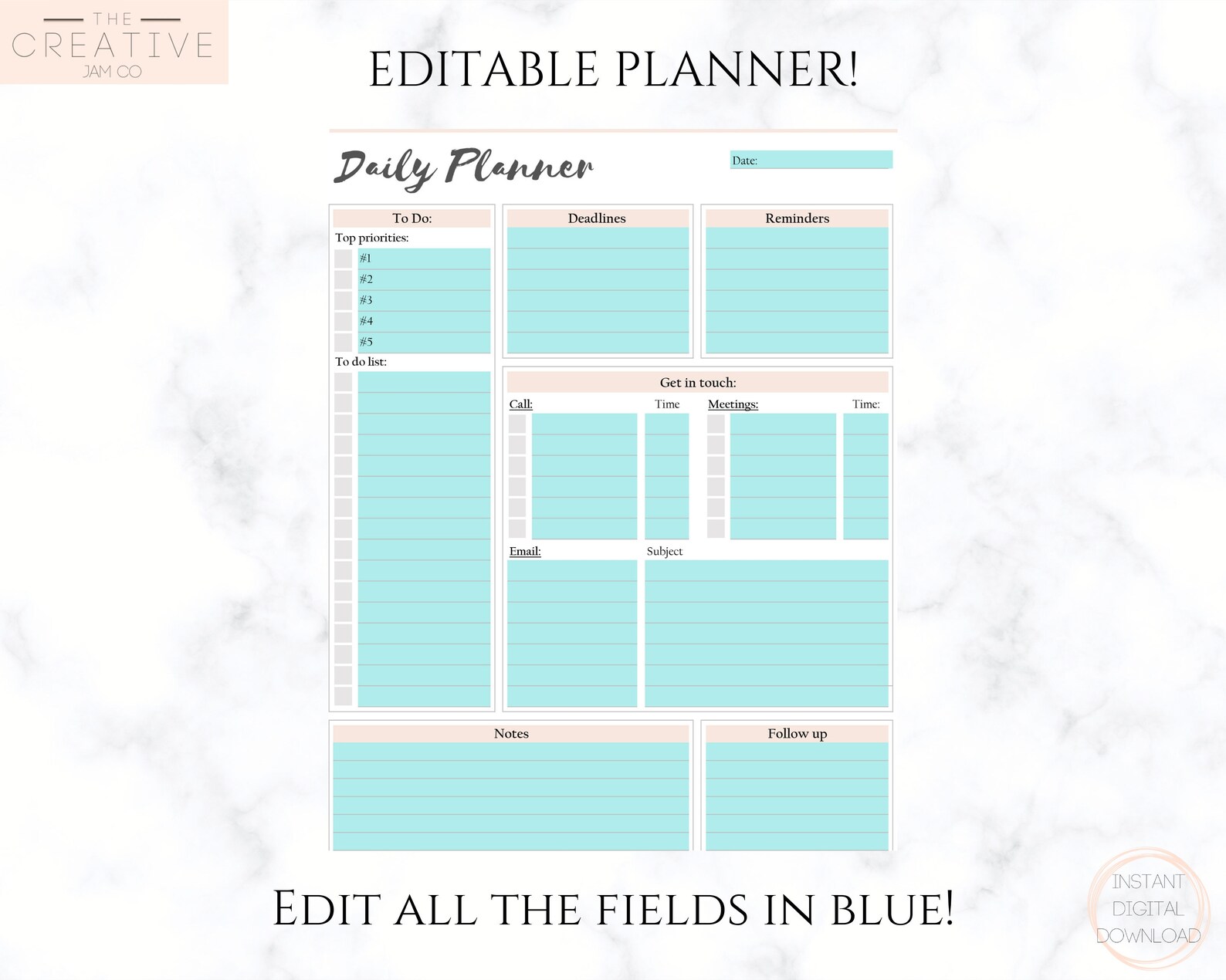 EDITABLE DAILY PLANNER to Do List Printable Productivity - Etsy