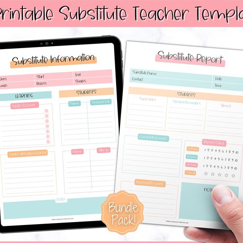 Substitute Teacher Welcome Back Note Printable - Etsy