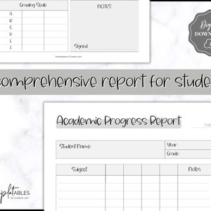 Homeschool Report Card, Printable Progress Report, Home School Academic ...