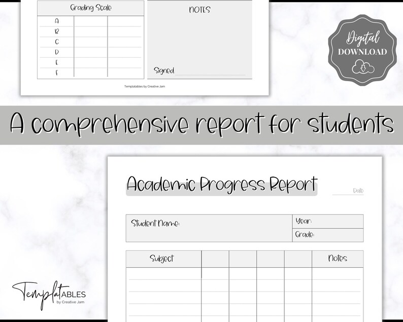 Homeschool Report Card Printable Progress Report Home School - Etsy