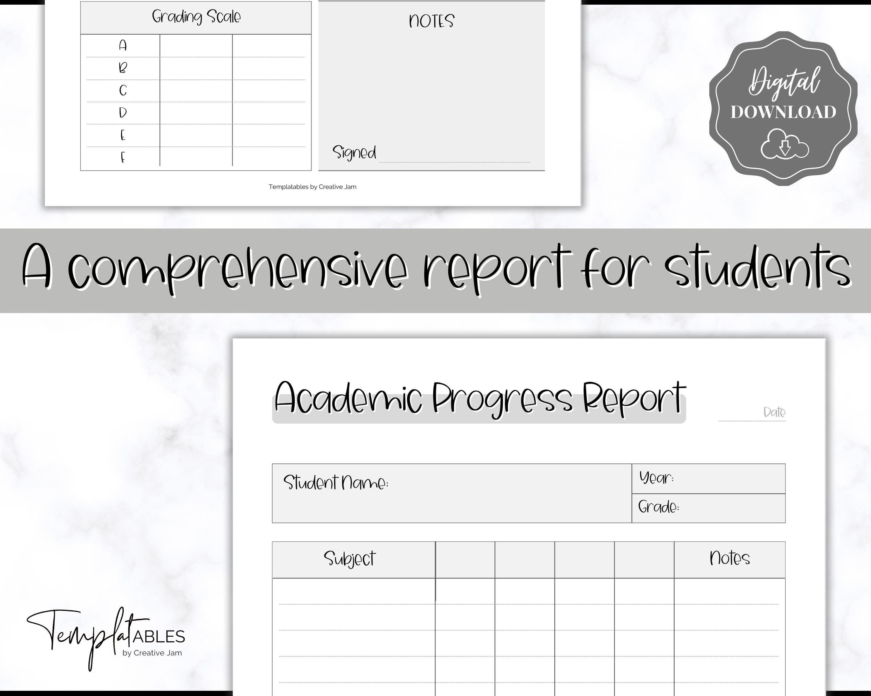 Homeschool Report Card Printable Progress Report Home School - Etsy
