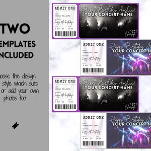 BIRTHDAY Concert Ticket Template, EDITABLE Surprise Getaway Gift, Invitation, Birthday Gift for ...