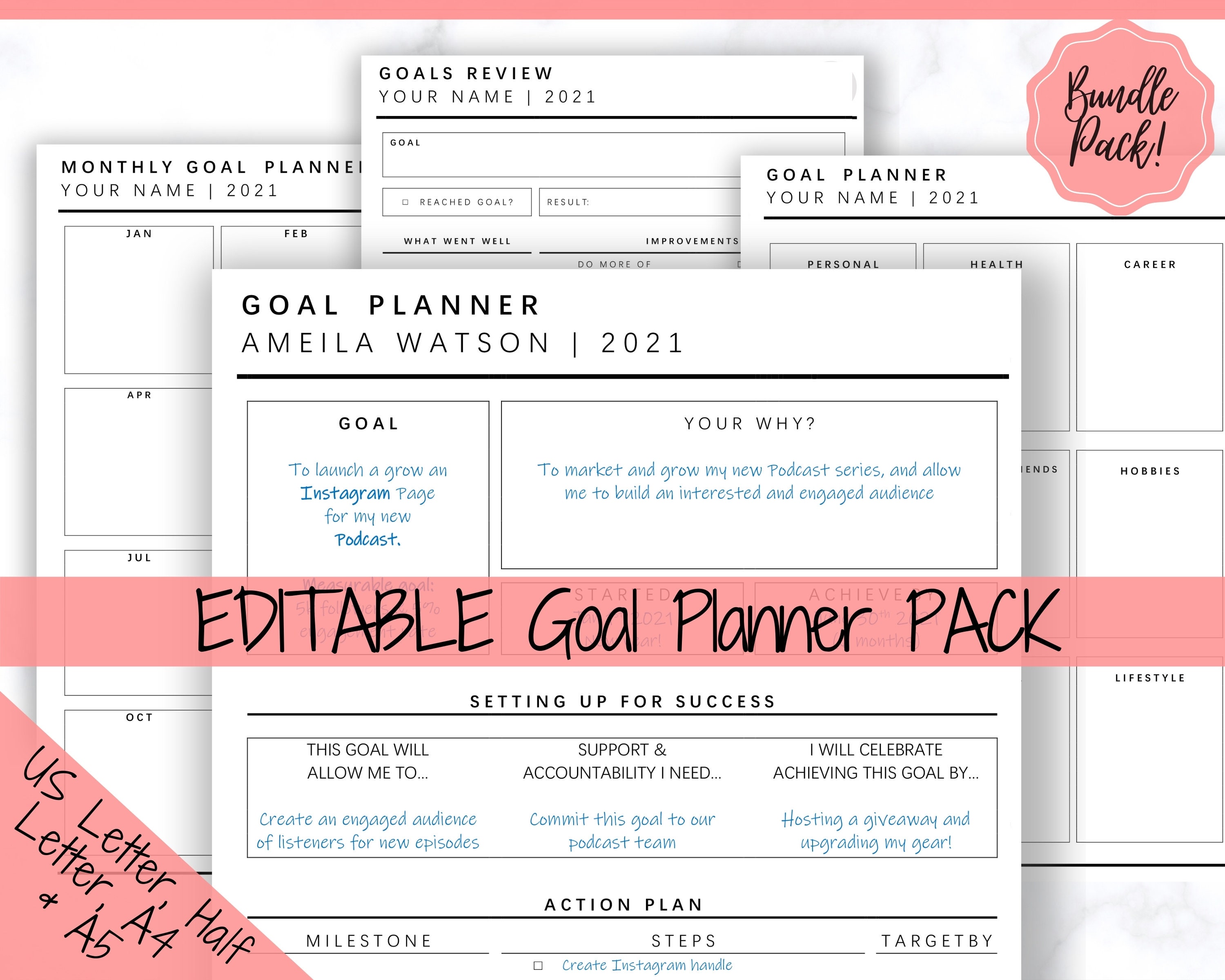 Paper Goal Planner Printable Planning Your Goals Goal Planning Insert ...