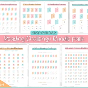 100 Book Challenge Printable, Reading Challenge BUNDLE, 100 Books, Kids ...