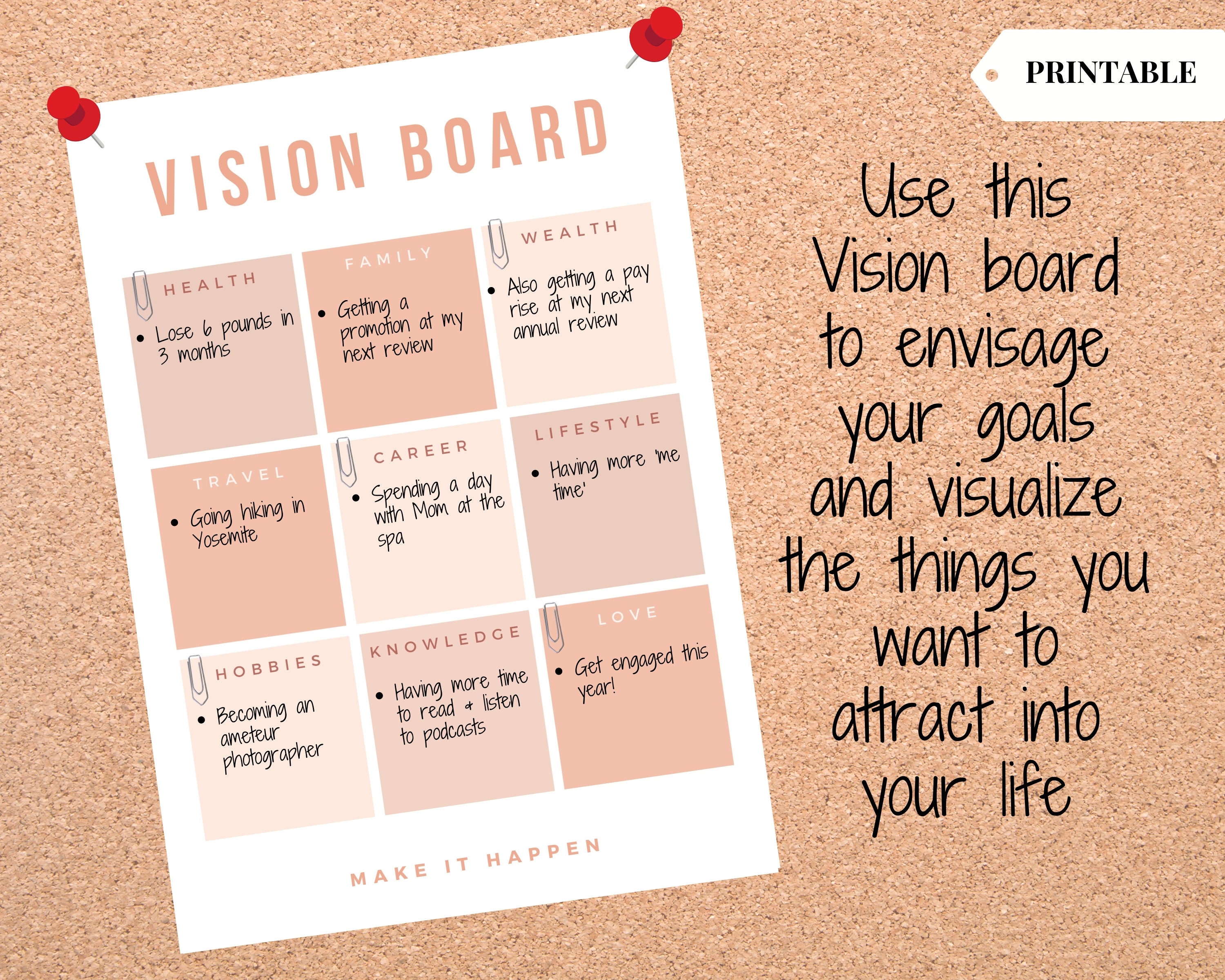 Vision Board Printables Goal Planner Affirmation | Etsy