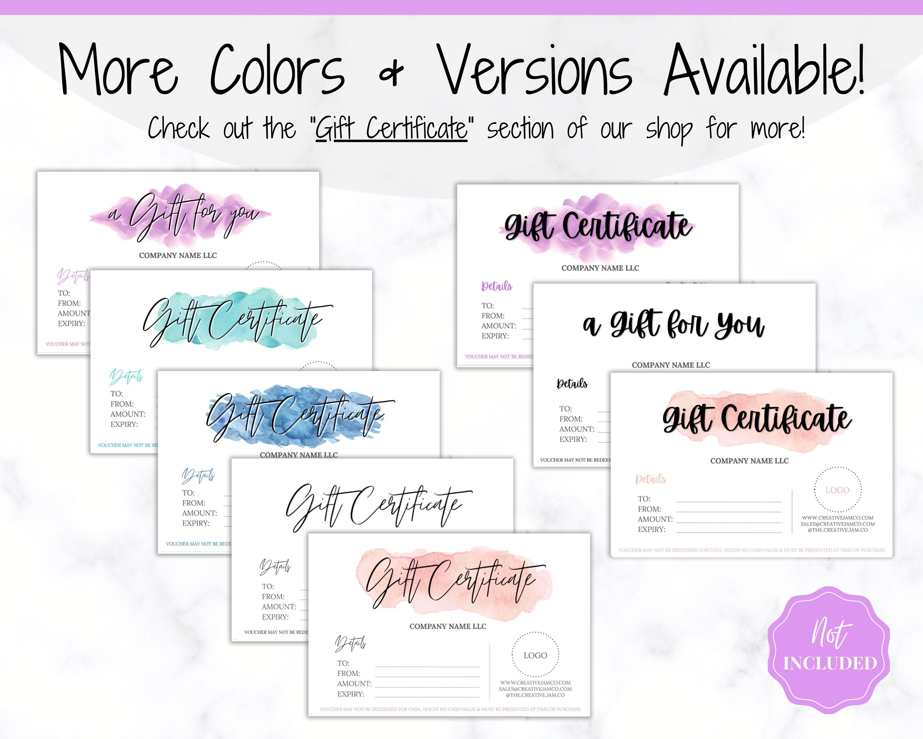 Gift Voucher Gift Certificate Template. Editable Gift Card | Etsy