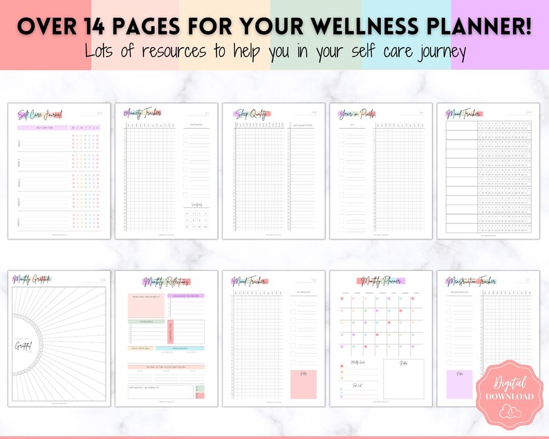 Self Care Planner & Wellness Journal BUNDLE Printable - Etsy