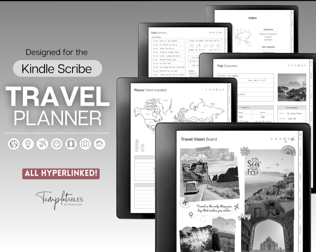 Digital Travel Planner, Travel Journal for Kindle Scribe, Itinerary ...