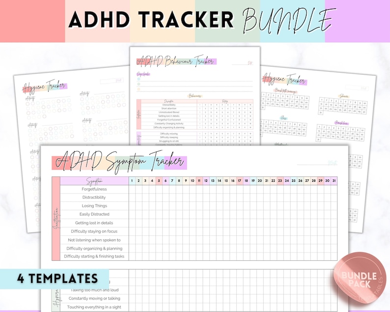 ADHD Symptom Tracker Behavior & Hygiene Tracker BUNDLE - Etsy