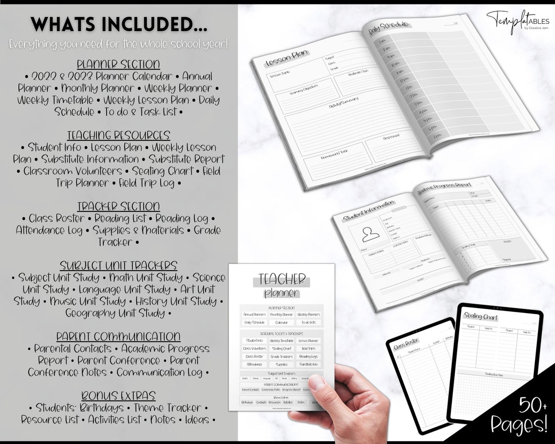 TEACHER Planner Printable, 50+ Pg BUNDLE, Homeschool Teacher, Academic ...