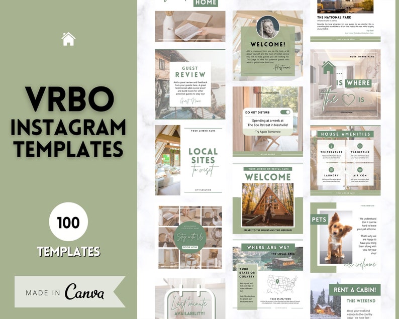 VRBO Template for Instagram Editable Social Media Posts - Etsy