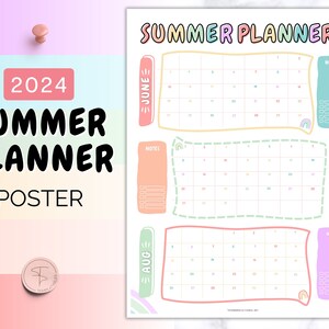 2024 Summer Poster, COLORFUL Kids Summer Calendar, Summer Countdown ...