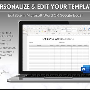 Employee Work Schedule, EDITABLE Employee Time Sheet Template, Weekly ...