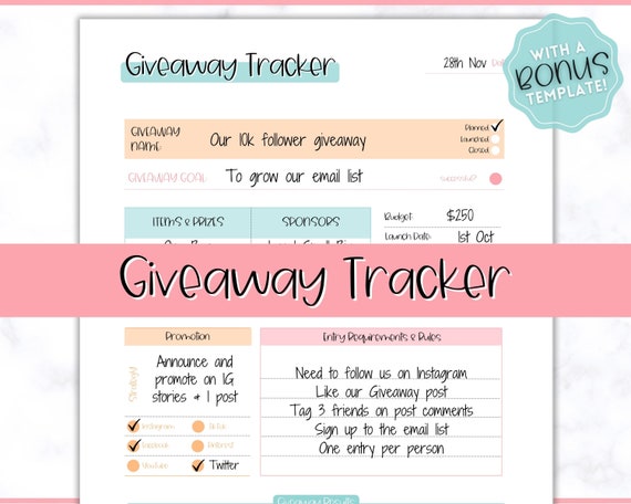 Giveaway Template Social Media Planner Printable Giveaway - Etsy