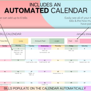 Bill Payment Calendar, Google SHEETS Spreadsheet, Automated Monthly ...