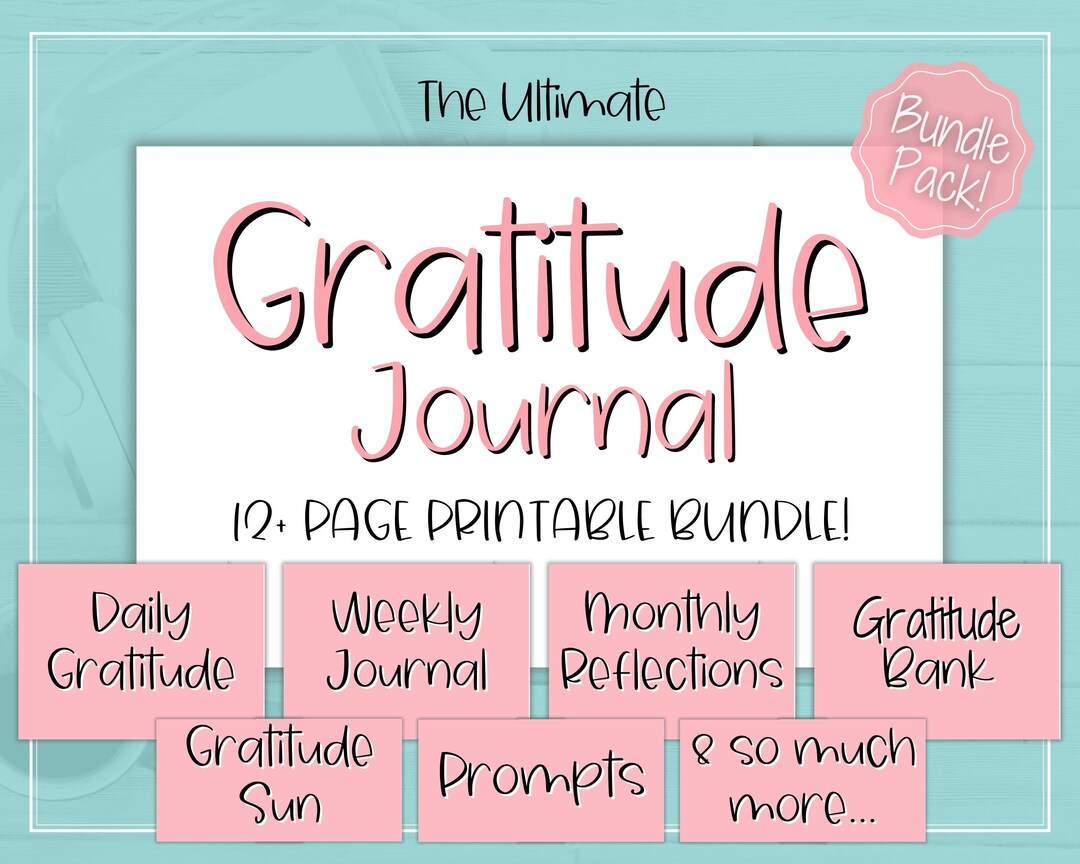 Printable Gratitude Journal BUNDLE Mindfulness Log, Gratitude Template ...