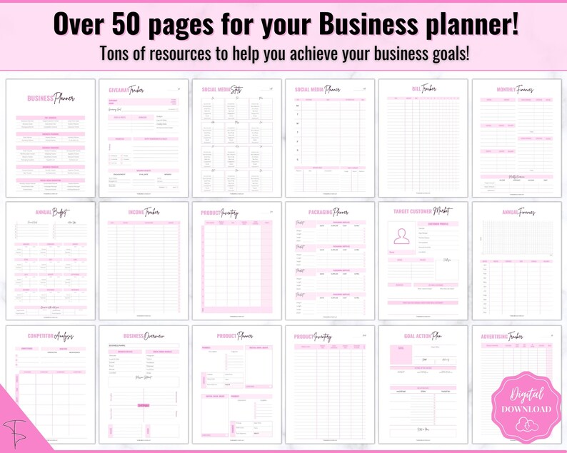 Business Planner Printable BUNDLE, Small Business Planner, Side Hustle ...