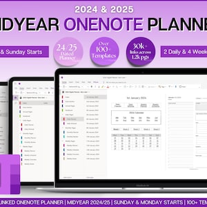 MID YEAR Onenote Planner, 2024 Digital Planner, Onenote Template, Daily ...