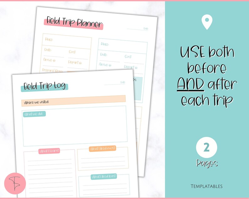 Field Trip Planner BUNDLE, Printable Field Trip Log, Homeschool Planner ...