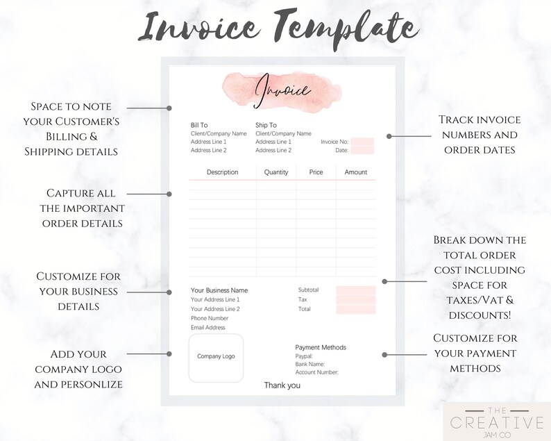 INVOICE Template & ORDER FORM Editable. Custom Receipt - Etsy UK