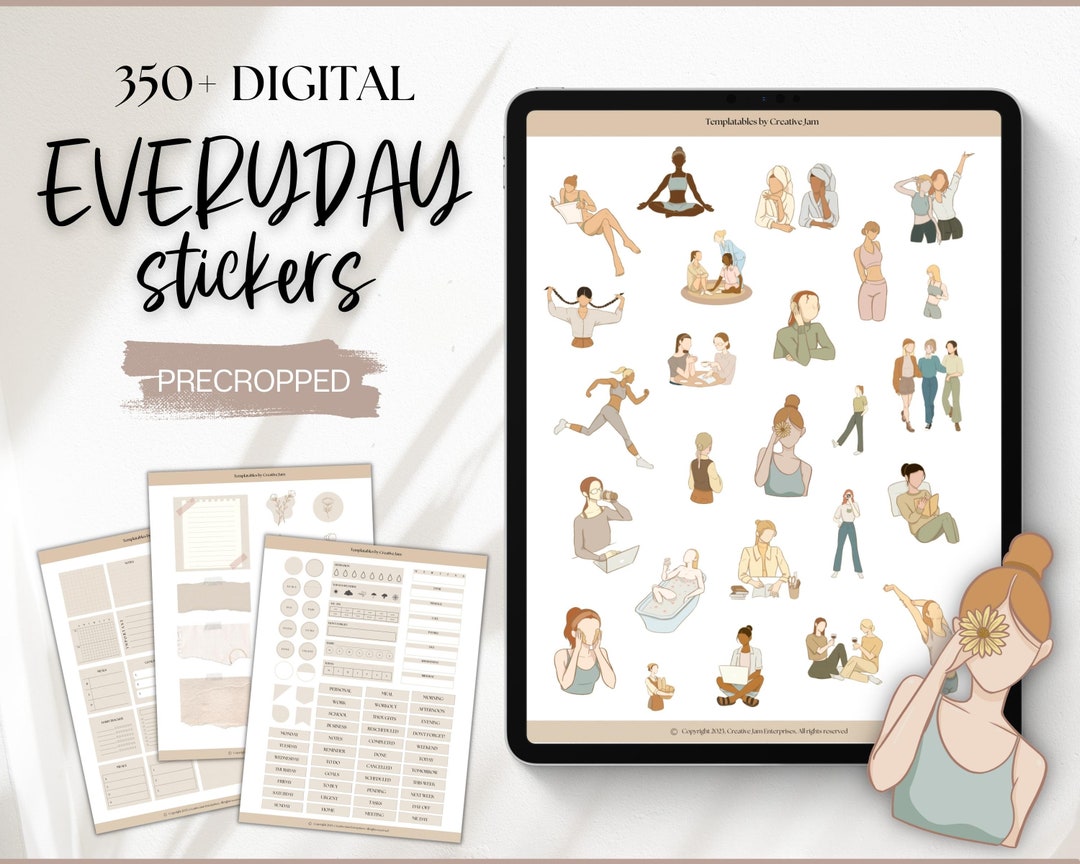 EVERYDAY Digital Stickers, That Girl Aesthetic, Watercolor Digital ...