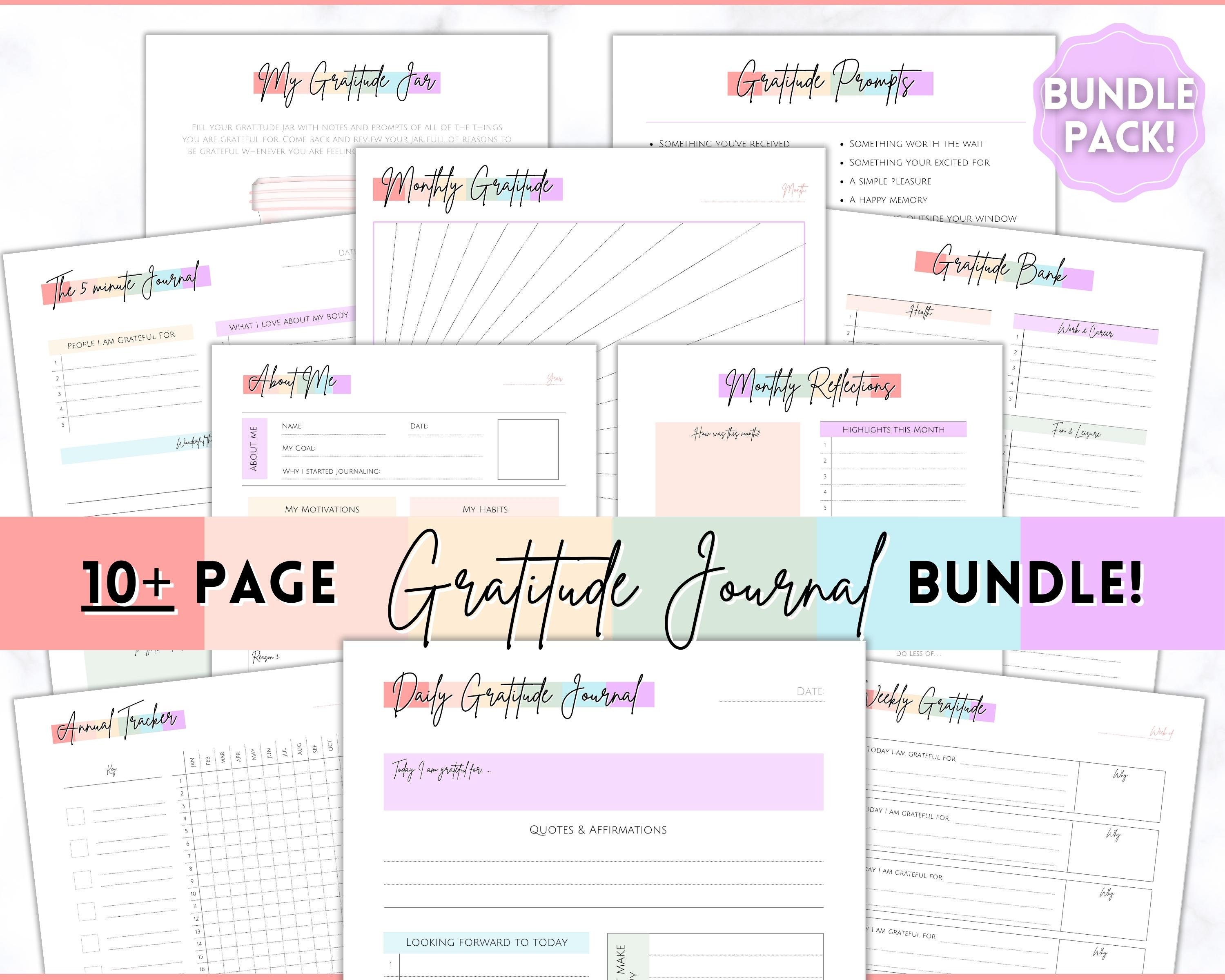 Gratitude Journal Printable BUNDLE! Mindfulness Log, Gratitude Template ...