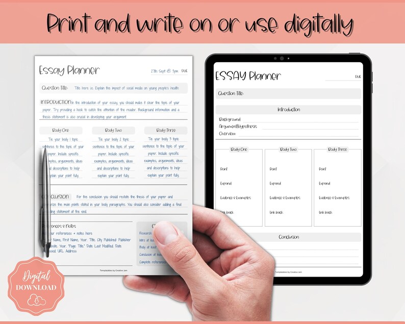 Essay Planner Printable BUNDLE for Students Essay Writing - Etsy